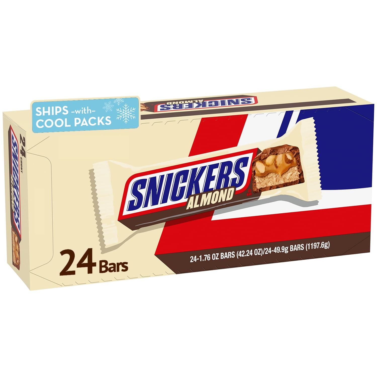 SNICKERS Candy Almond Milk ESF27 Chocolate Bars Bulk Pack, 1.76 oz Bars ...