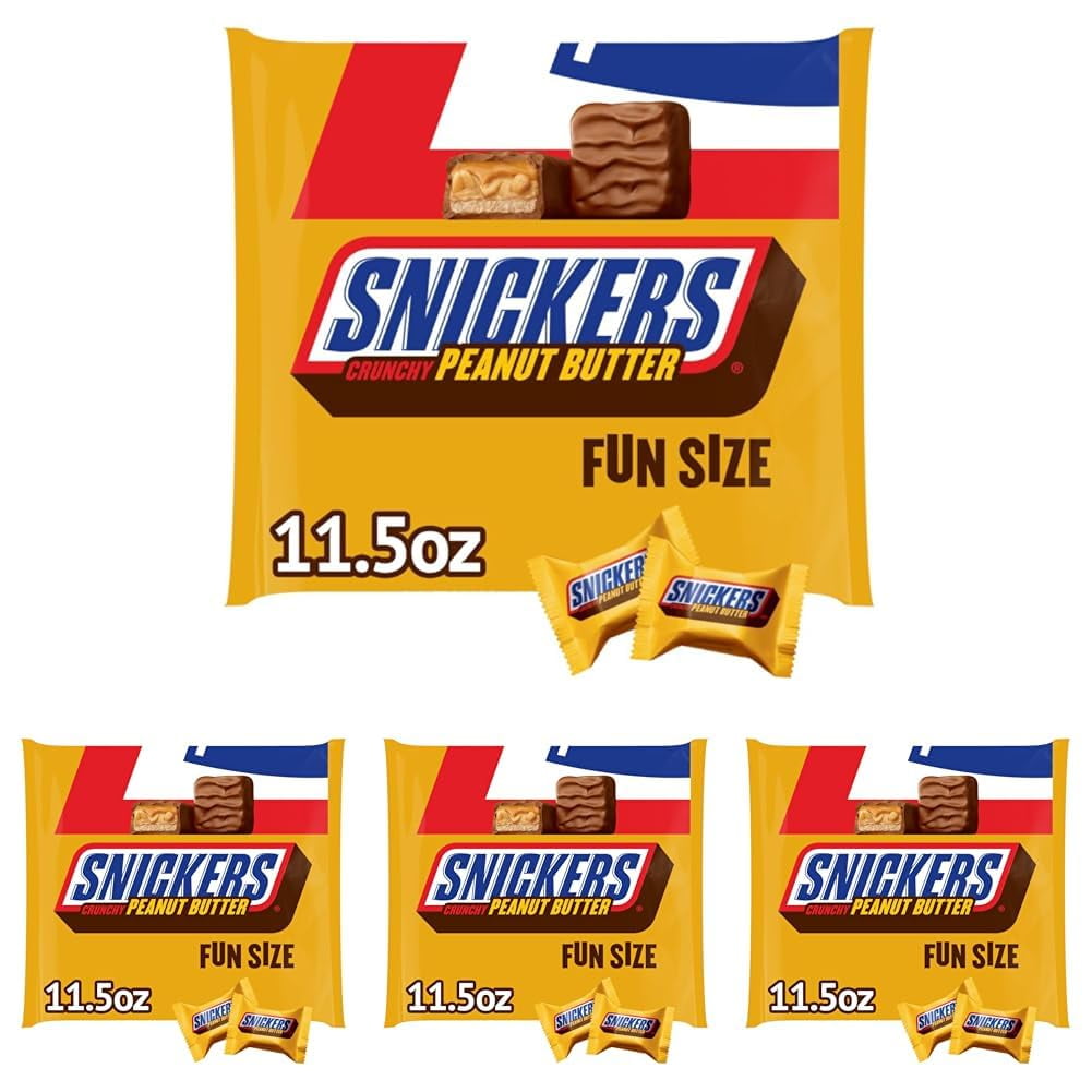SNICKERS Crunchy Peanut Butter Squared Fun Size Milk Chocolate Candy Bars, 11.5 oz Bag (Pack of ...