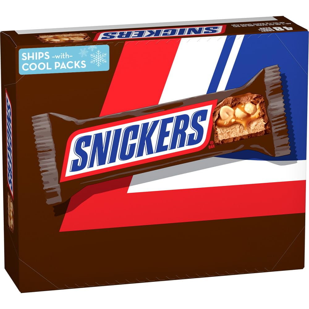 SNICKERS Full Size Bulk Milk Chocolate Candy Bars, 1.86 oz Bar, 48 ct ...