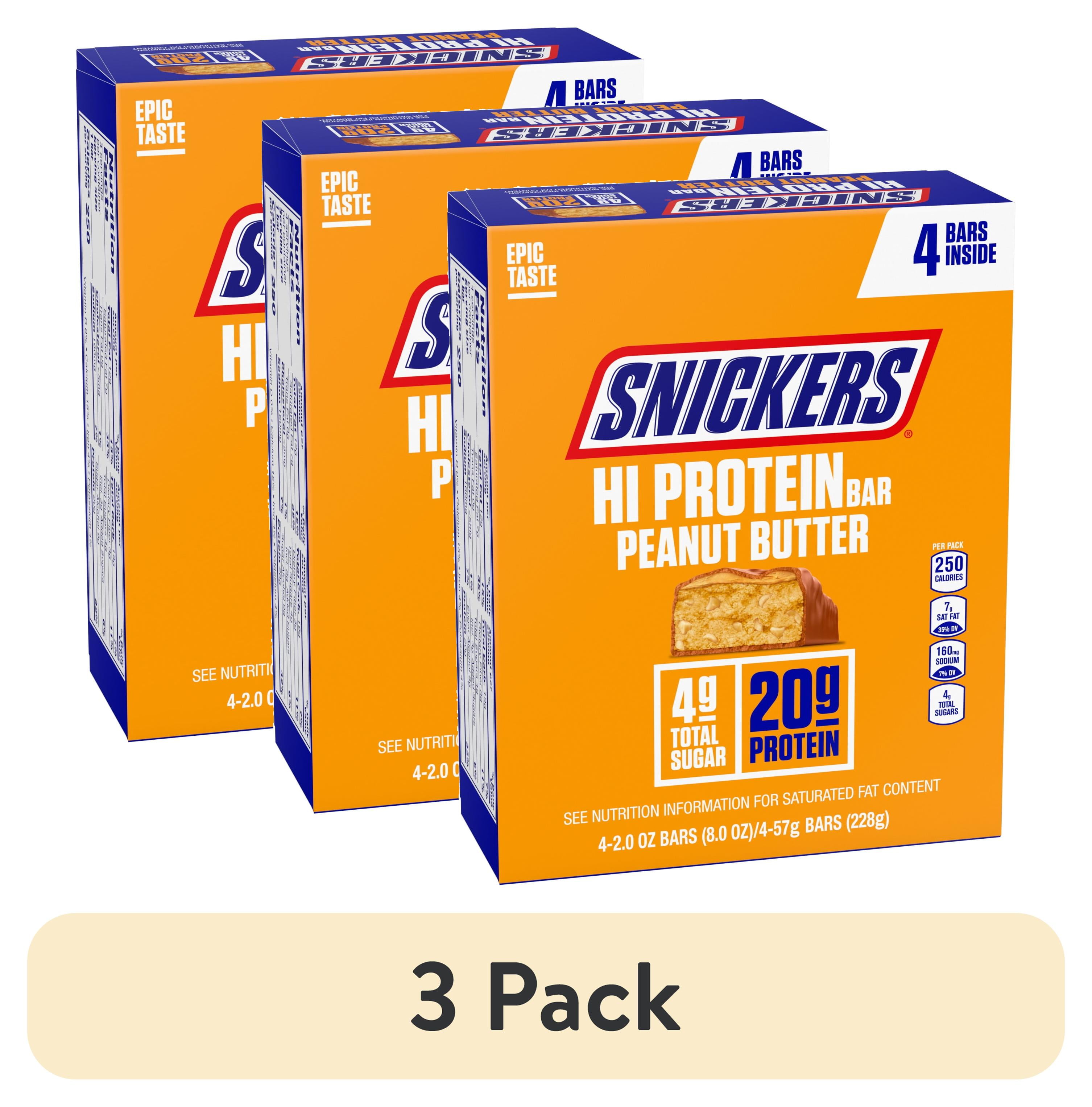 (3 pack) SNICKERS HI PROTEIN BAR PEANUT BUTTER 4CT - Walmart.com