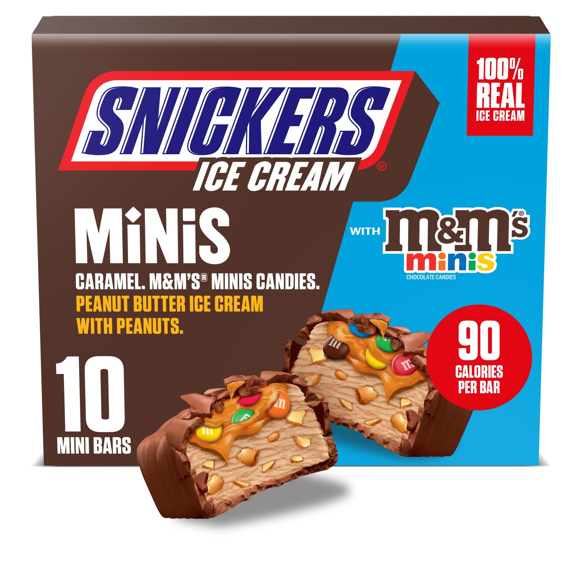 Snickers Ice Cream Minis Caramel Peanut Butter Ice Cream Bars with M&M ...