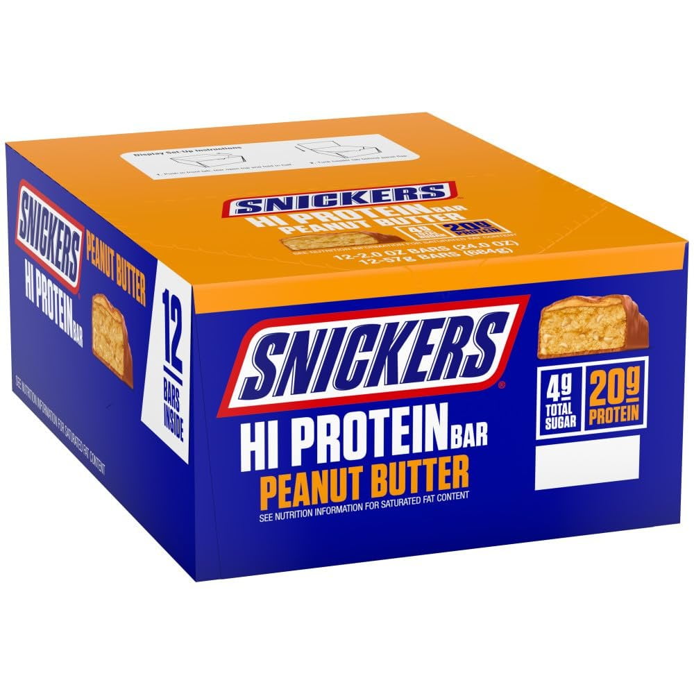 SNICKERS Peanut Butter & Caramel Hi Protein Bar 2.0 oz Pack of 12 Full ...