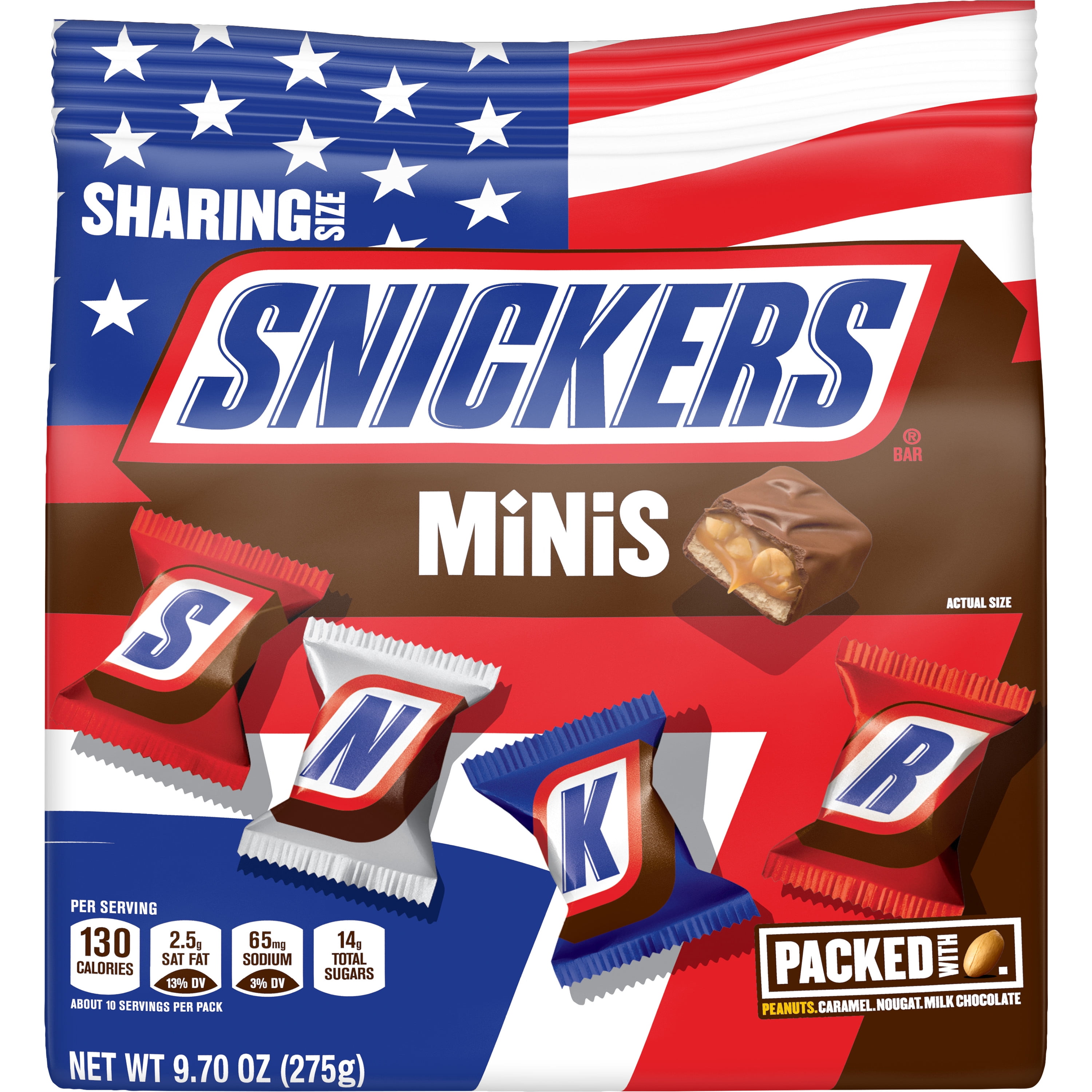 SNICKERS Red, White & Blue Minis Size Patriotic Chocolate Candy, 9.7 ...