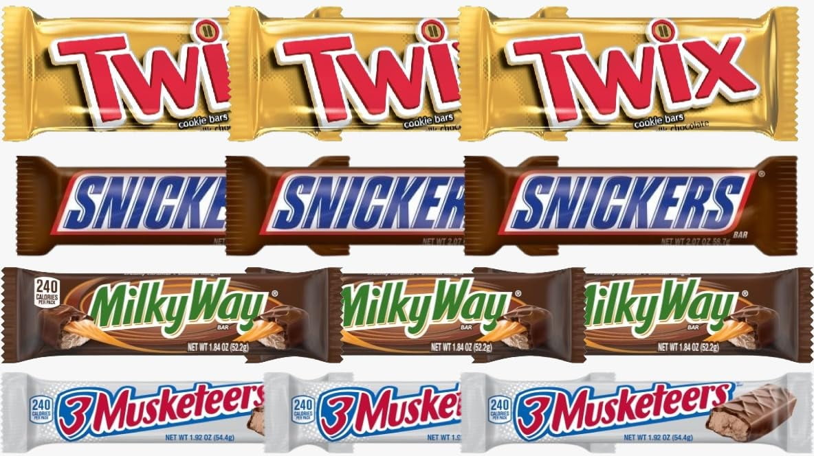 SNICKERS, TWIX, MILKY WAY & 3 MUSKETEERS Individually Wrapped Variety ...