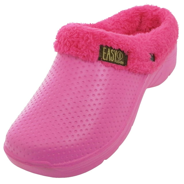 SNJ New Women's Faux Fur Lined Clog House Slipper Garden Indoor Outdoor ...