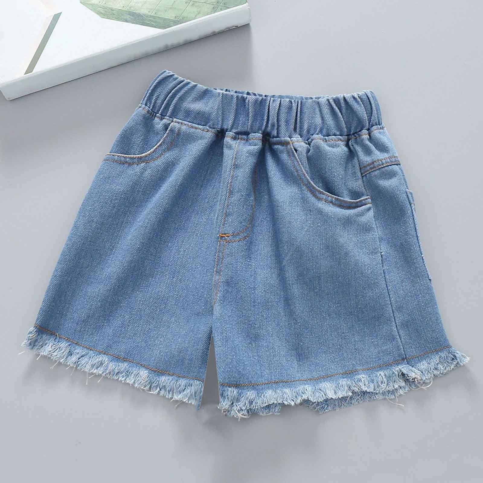 SNKSDGM Anniversary Girls Denim Shorts Floral Lace Trim High Waist ...
