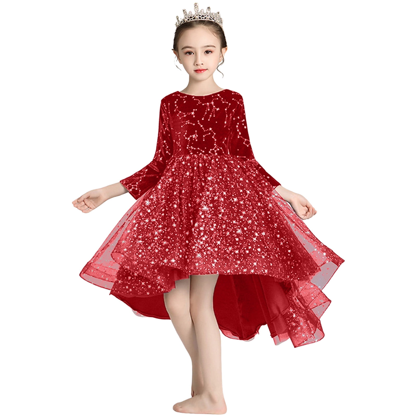 SNKSDGM Flower Girl Dresses Toddler Kids Girls Cute Sequin Glitter ...