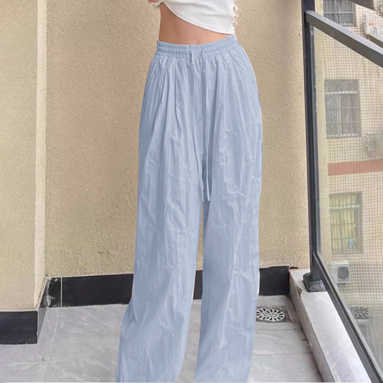 SNKSDGM Women's Plus Wide Leg Sweatpants Women Petite Short Grey Pants ...