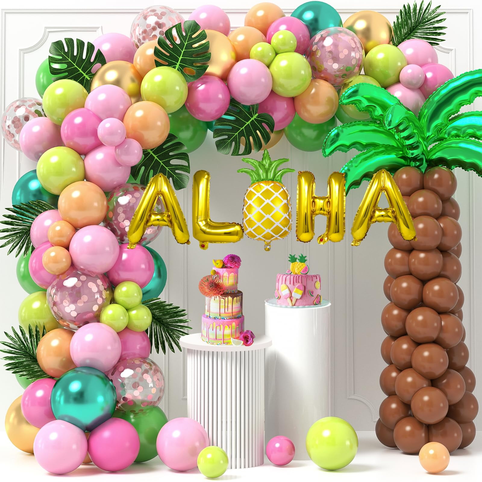 SNLN 178Pcs Tropical Luau Balloons Arch Garland Kit Party Decorations ...