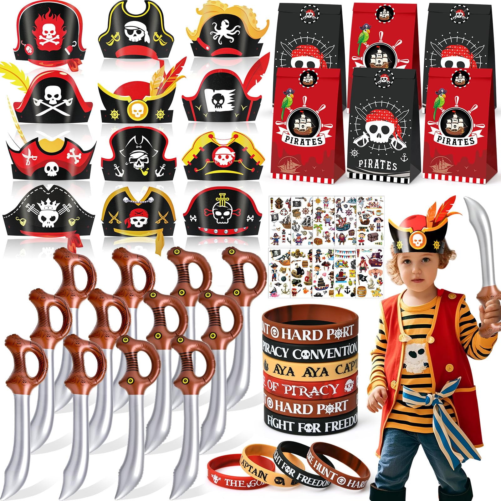 SNLN Pirate Party Favors Birthday Supplies, Pirate Swords Goodie Bags ...
