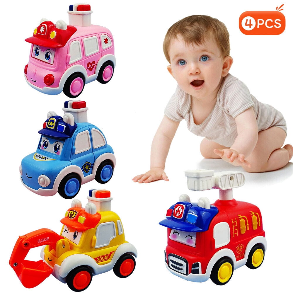 SNNROO 4pcs cartoon cute face changing press children's fun toy car for ...