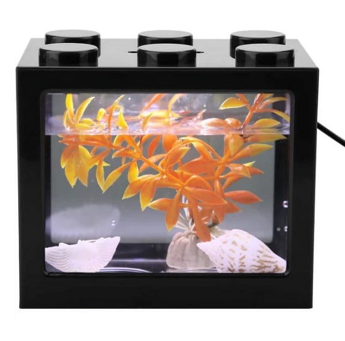 SNNROO Mini Aquarium Box Mini Aquarium USB Rechargeable LED Light Lamp ...