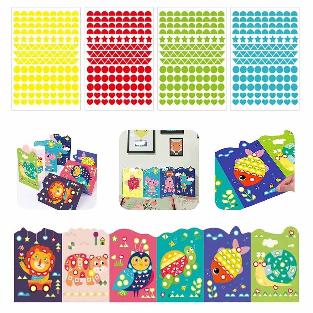 SNNROO Mosaic Stickers Kits for Kids,12 Kinds of Cartoon Animals ...
