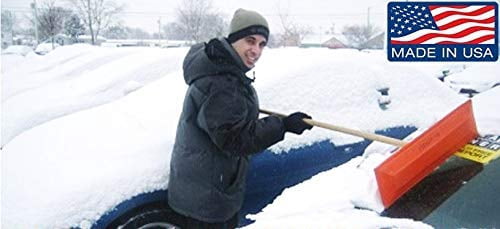 SNO-RAKE 18" Commercial Duty Snow Broom with 48" Wooden Finished Handle ...