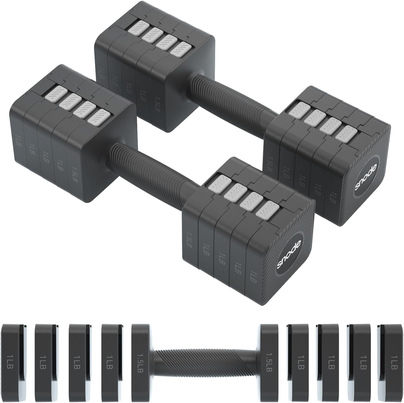 SNODE Adjustable Dumbbell Sets, Hand Weights Set - Each Dumbbell with ...