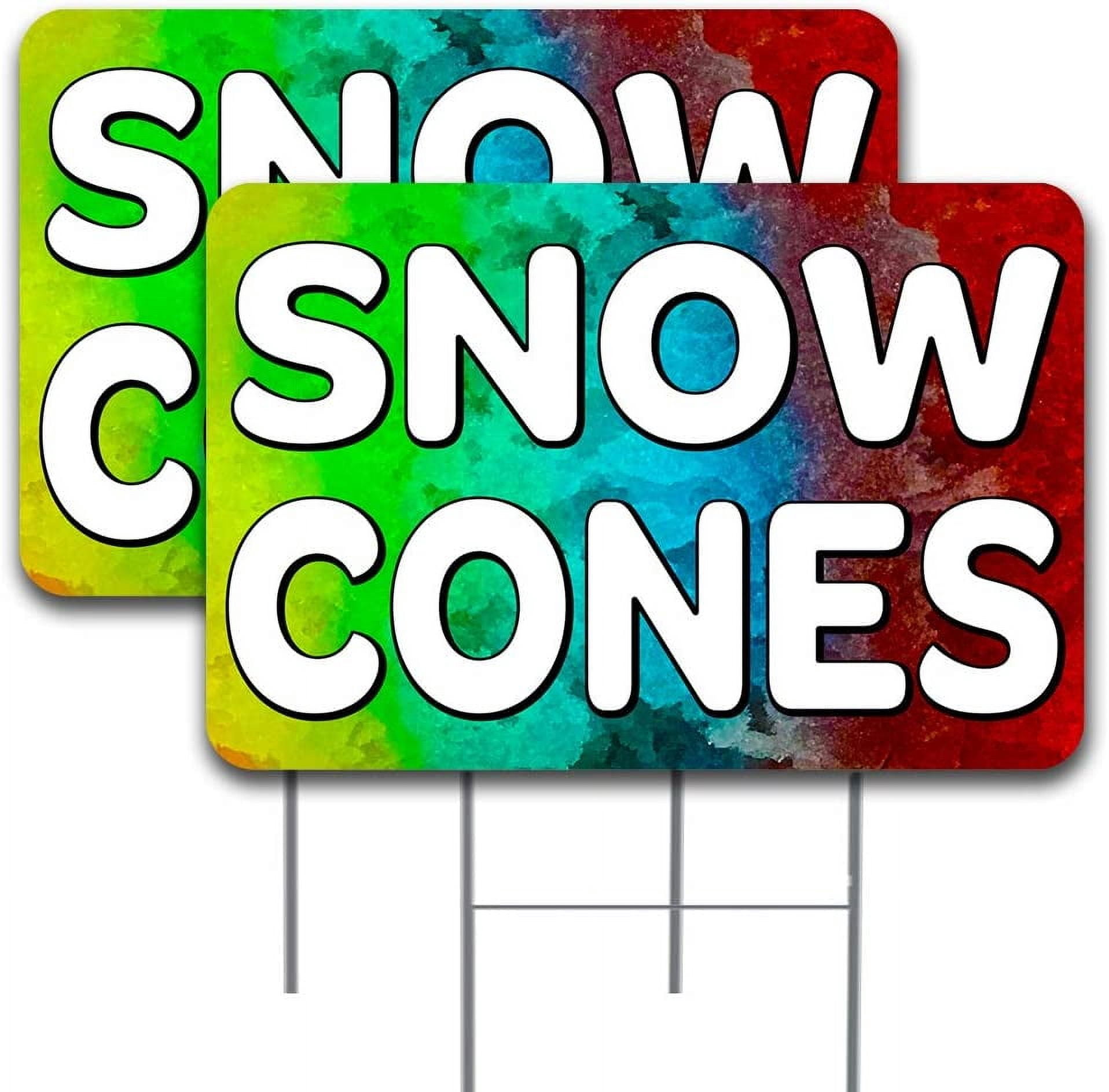 SNOW CONES 2 Pack Double-Sided Yard Signs 16" x 24" with Metal Stakes ...