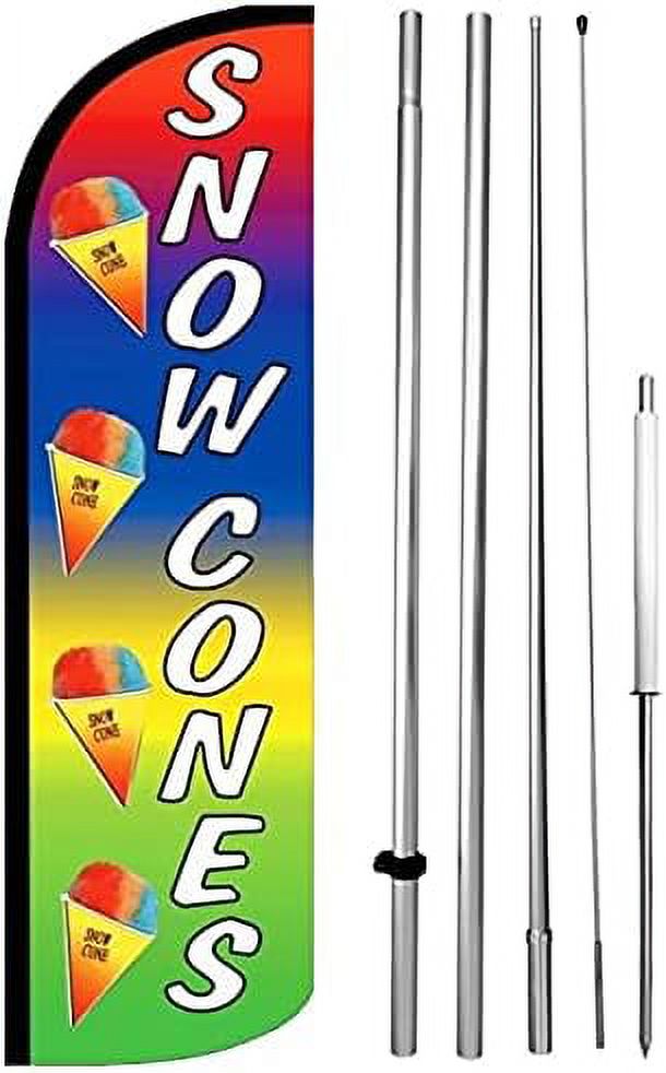 SNOW CONES Windless Feather Swooper Flag Banner Sign 15 ft Tall Kit ...