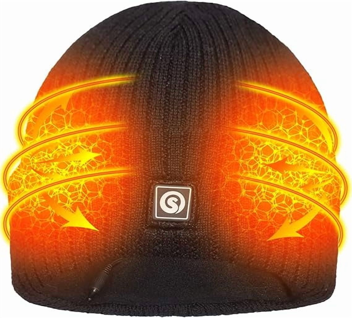 SNOW DEER Battery Heated Beanie Hat,Electric Rechargeable Warm Winter ...