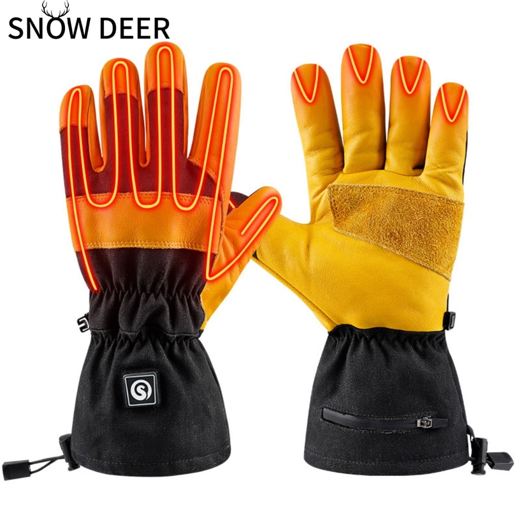 SNOW DEER Heated Work Gloves for Winter – Cow Leather Multipurpose ...