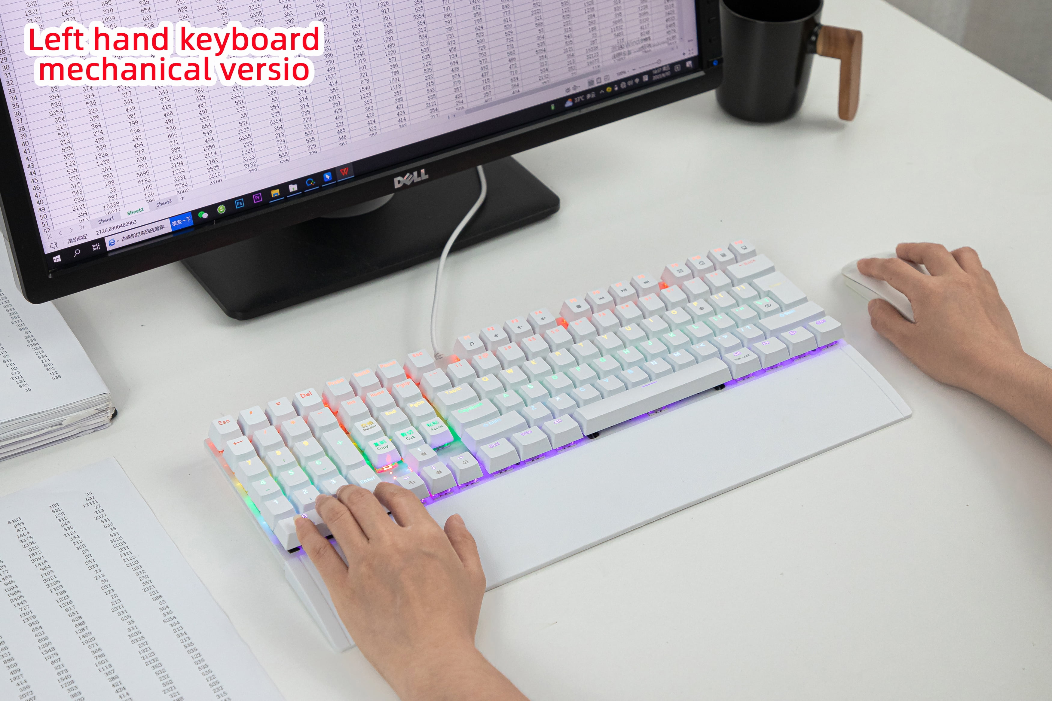 SNOW SPIDER Left hand Keyboard Wired White(Blue/Red Switch Edition) SN ...