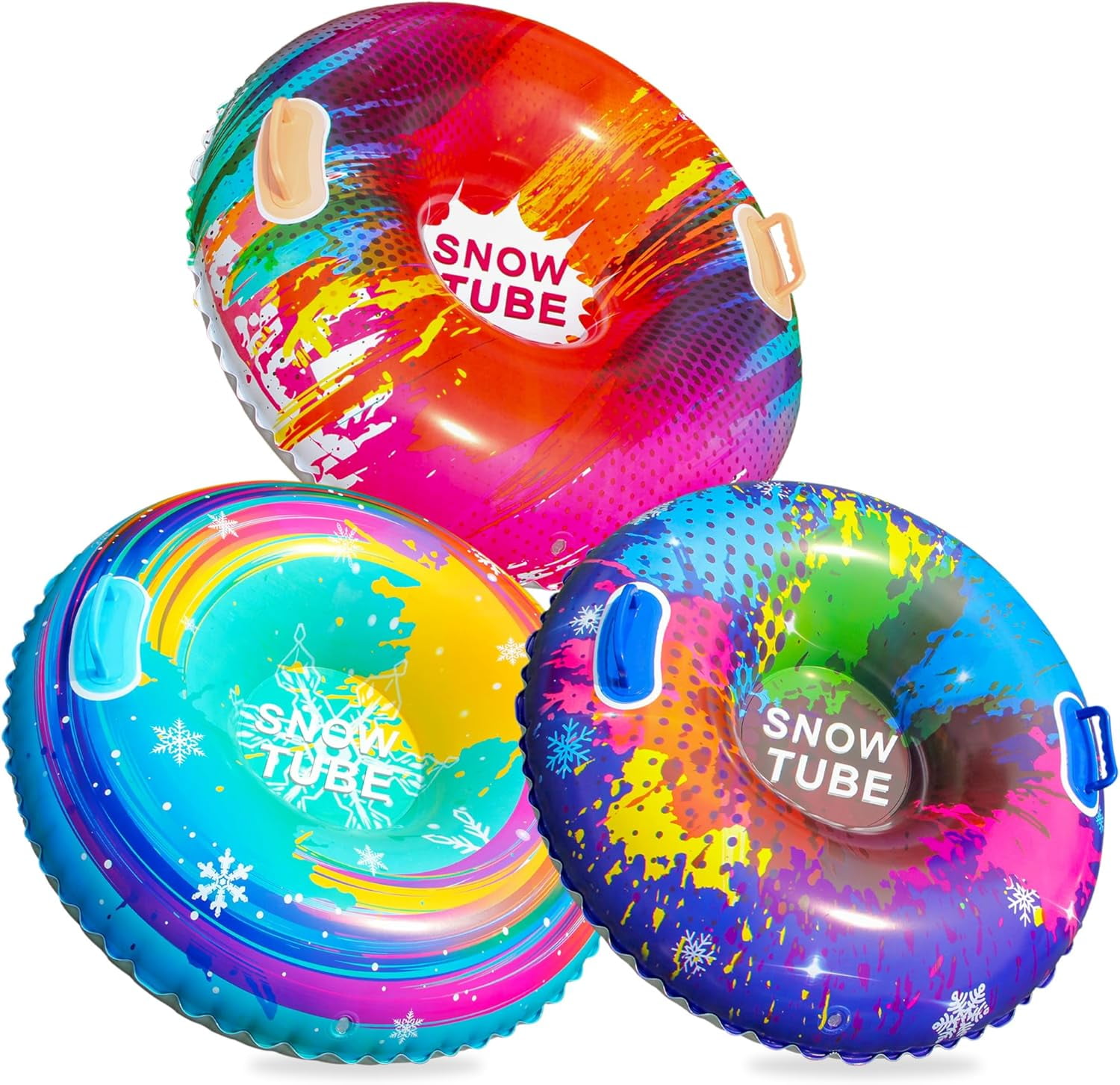SNOW TUBES 3 Pack 35 Inch Inflatable Heavy-Duty Sleds for Kids Adults ...