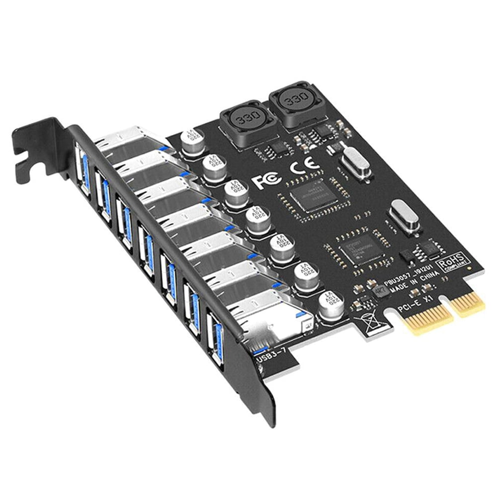 SNOWINSPRING 7 Ports PCI-E to USB 3.0 HUB PCI Expansion Card Adapter ...