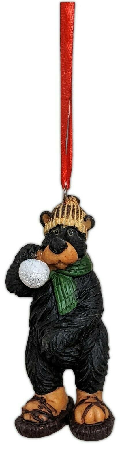 SNOWSHOE WILLIE Black Bear With Snowball Christmas Ornament by Wilcor ...