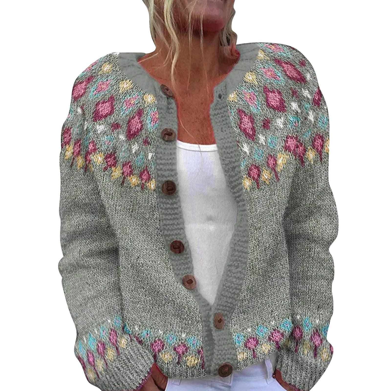 SNOWSONG Clearance! Cardigan for Women, Women's Single Plush Art Floral ...