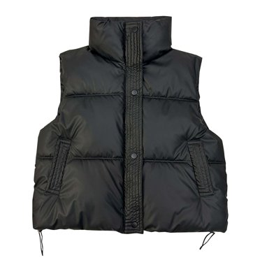 Hotian Women's Winter Cropped Puffer Vest, Sleeveless, Padded, Stand-up ...