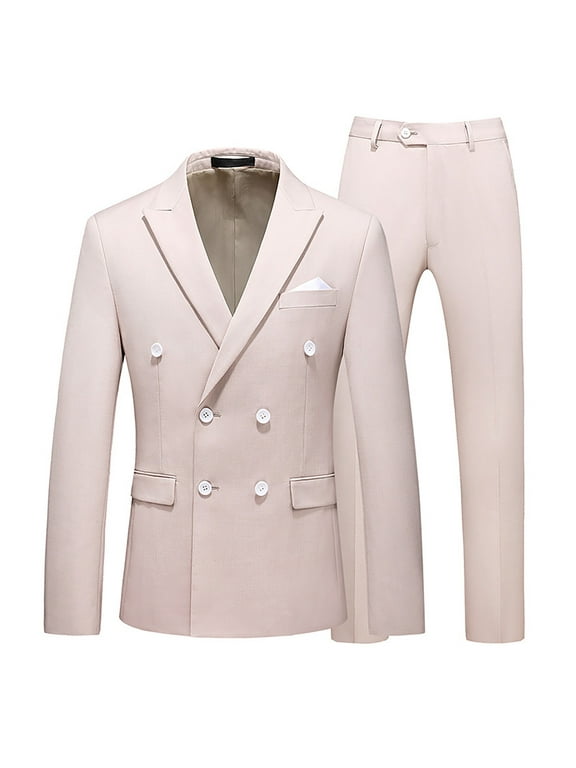 MAGE MALE Men's 2 Piece Suit Elegant Solid Double Breasted Slim Fit ...