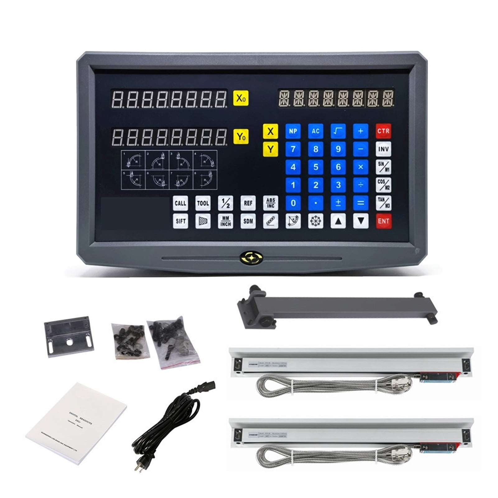 SNS-2V 2 Axis Kit Milling Lathe Digital Readout With 2PCS 5um Optical Ruler Linear Scale Encoder ...