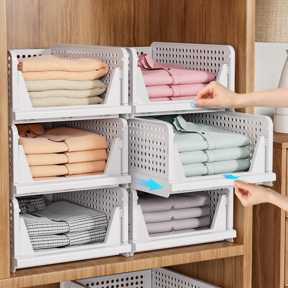 SNSLXH 5 Pack Stackable Closet Organizer Box, Multifunctional & Closet ...