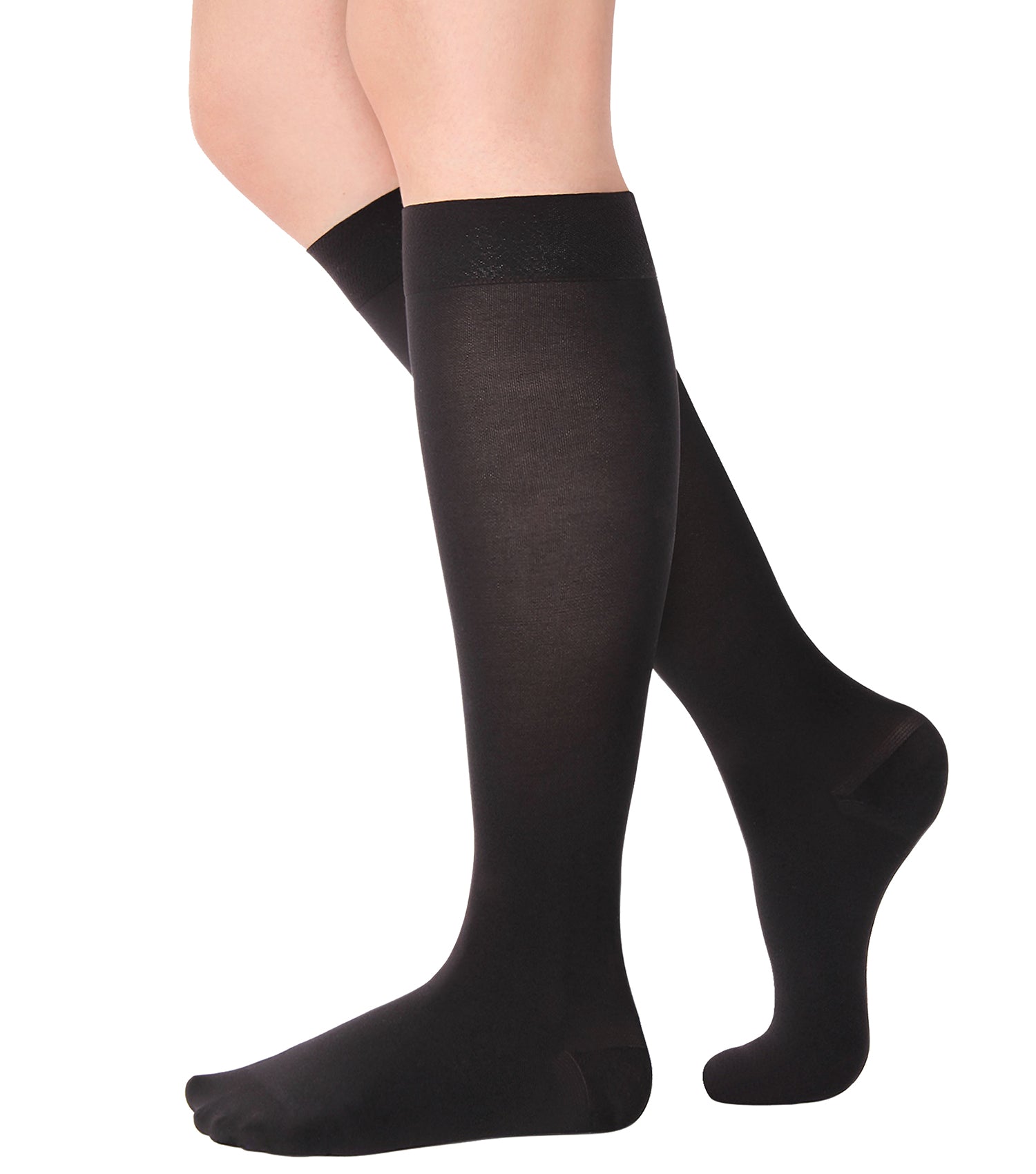 Touch Men's Knee High Compression Socks, 20-30 mmHg, Black Herringbone ...