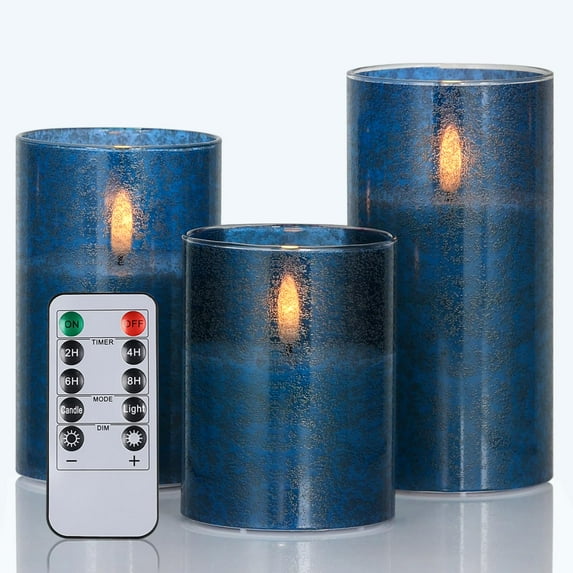 SNUGBLAKI Flickering Flameless Candles with Remote - 3D Wick Operated ...