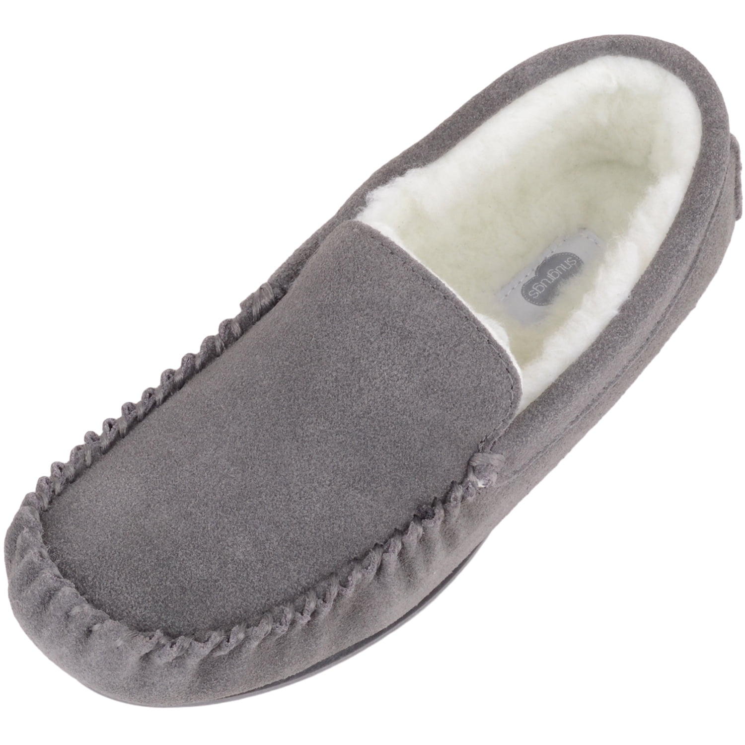 SNUGRUGS Men's Hugo Wool Loafer Moccasin Slippers - Grey - US 9 ...