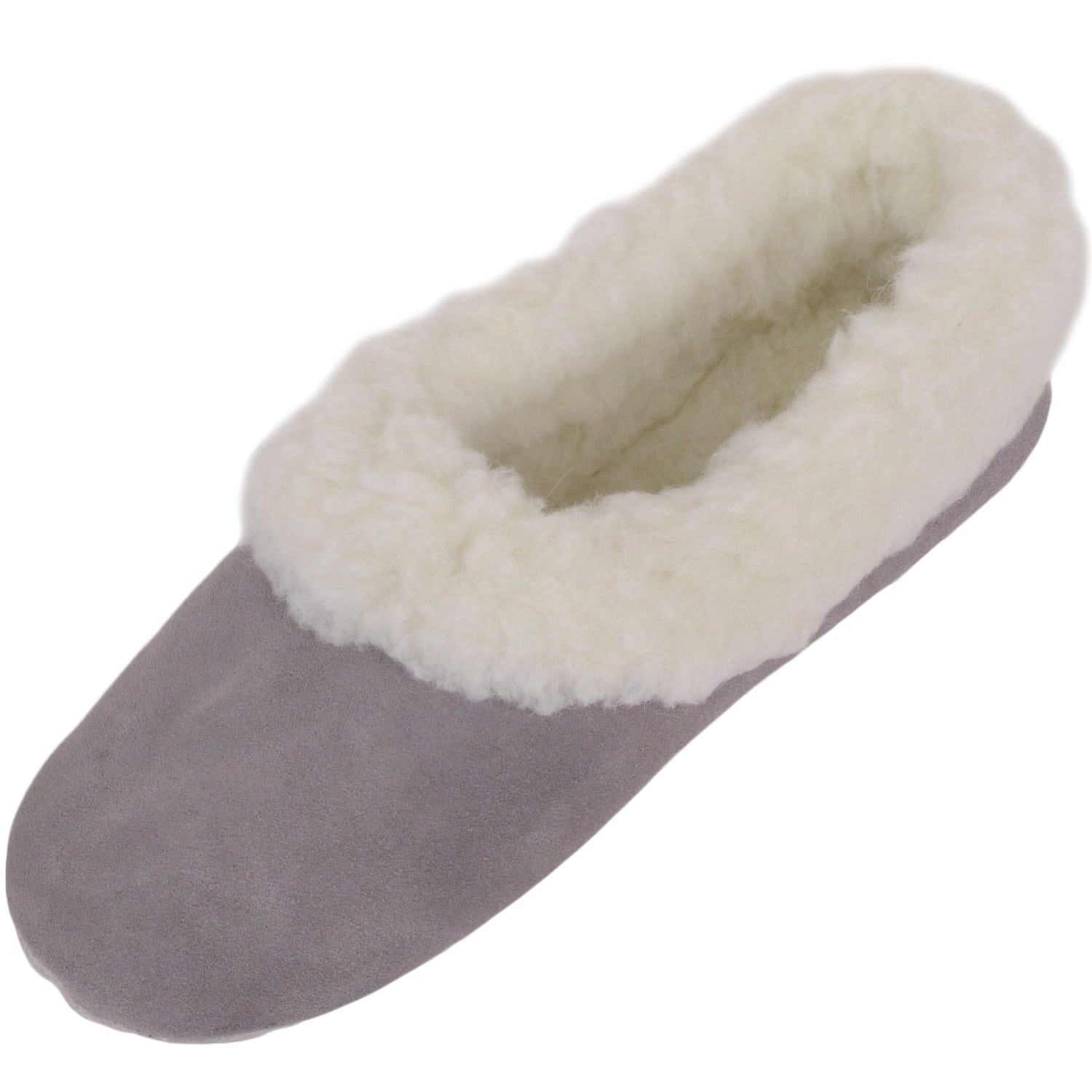 SNUGRUGS Womens Luxury Wool Suede Low-Top Slipper with Wool Cuff and ...