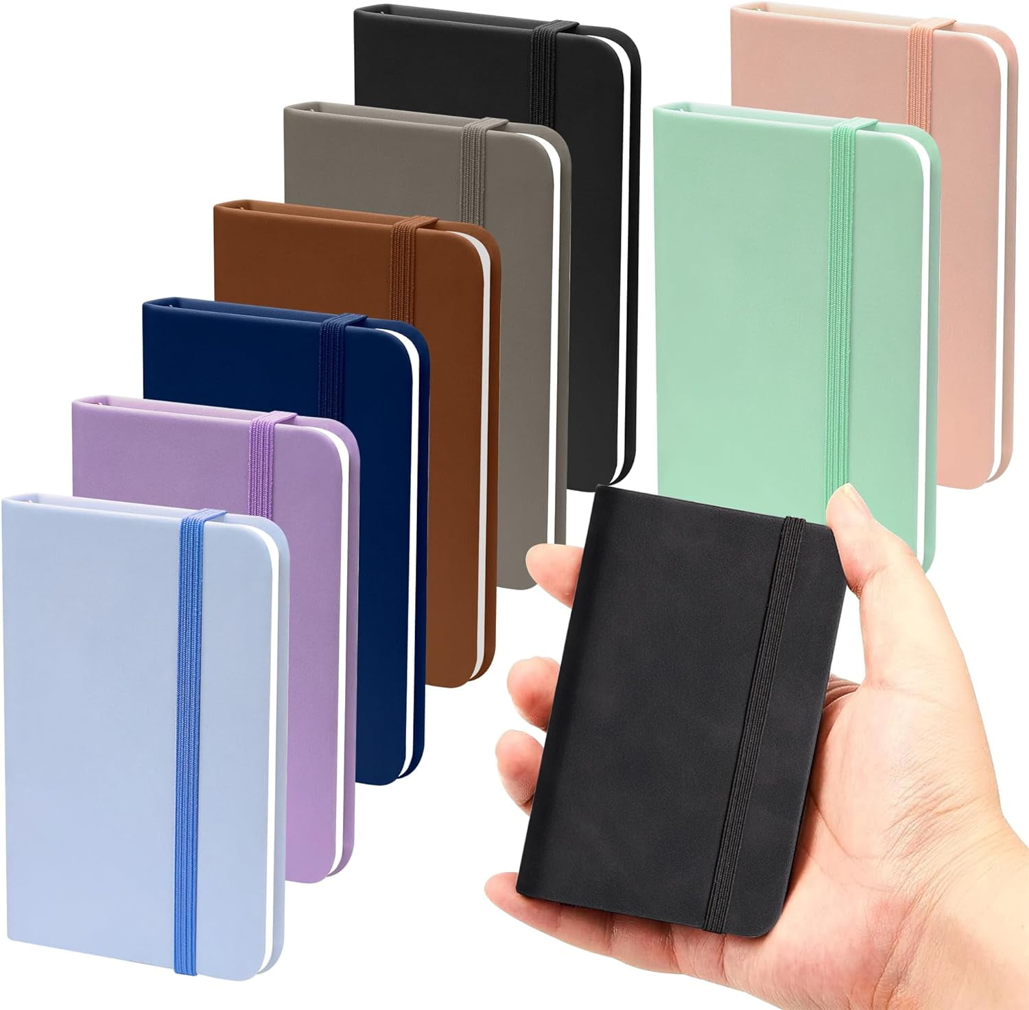 8 Pcs Pocket Notebook Bulk 4.3" x 3" Hardcover Covere Small Notepad 100 ...