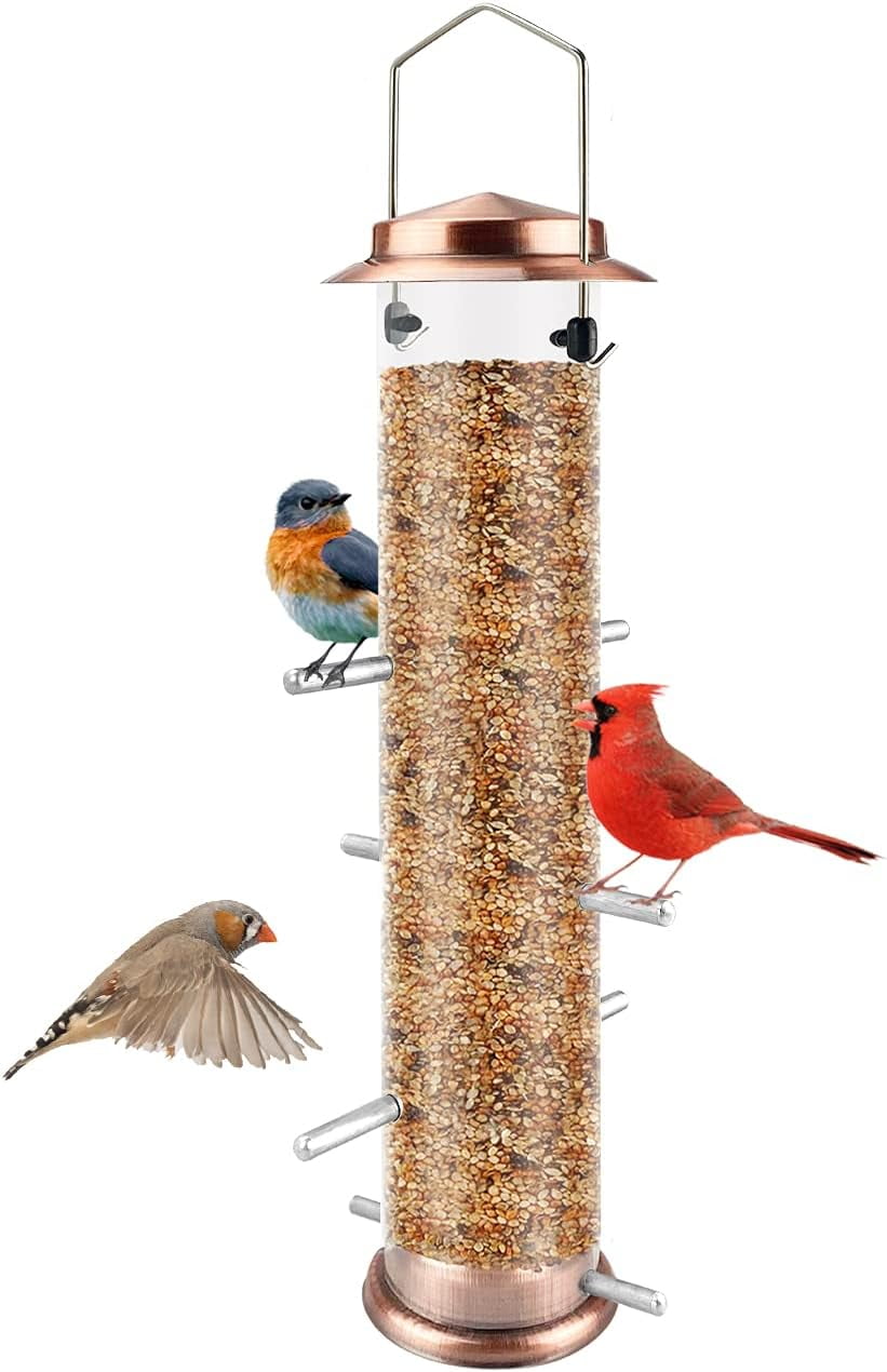 SNYNUXX Finch Bird Feeder with Easy Refill Top, 8 Feeding Ports, Alloy ...