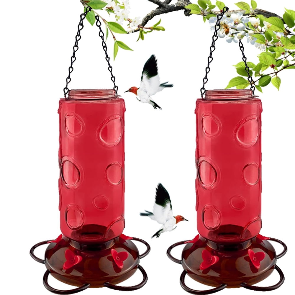 SNYNUXX 30 OZ Red Glass Hummingbird Feeders, 5 Nectar Stations, Pack of ...