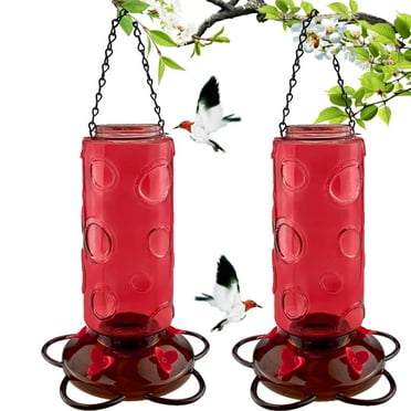 Birdkiss Hanging Hummingbird Feeders for Patio Decor, Hand Blown Glass ...