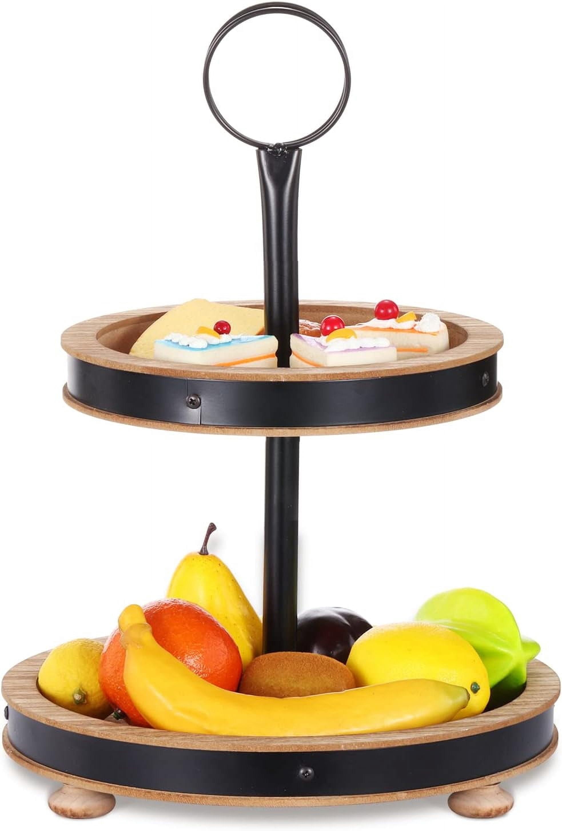 SNYNUXX Modern Farmhouse Wooden Decorative Three Tiered Round Trays ...