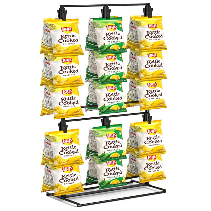 SNYNUXX Potato Chip Rack Display Stand with 48clips, 3-Row Retail ...