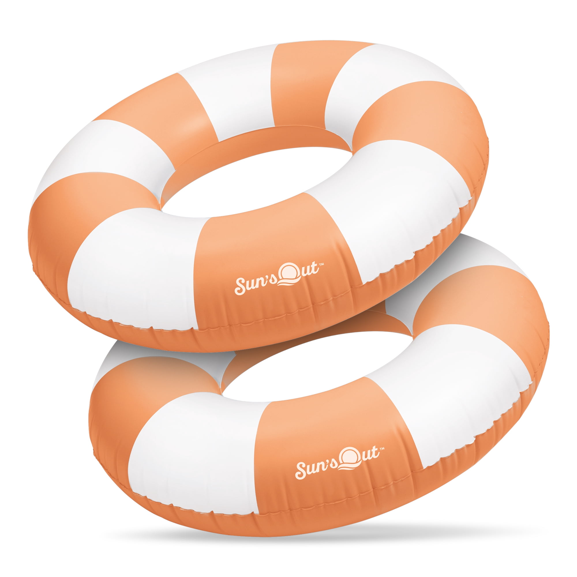 Sun's Out Inflatable Pool Tubes 2 Pack, Orange 36-Inch for Ages 14 ...