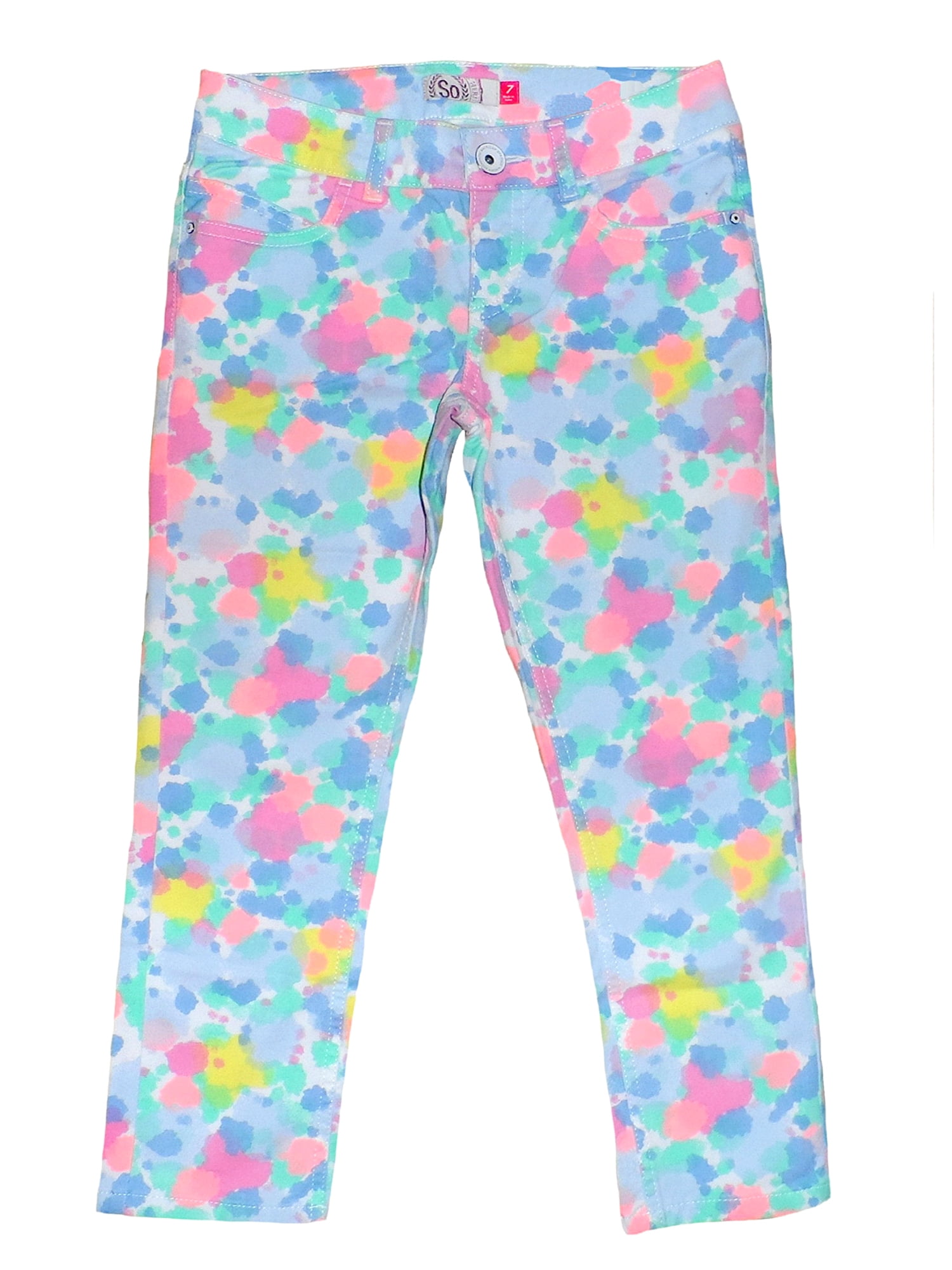 SO Big Girl's Color Splash Inner Adjustable Waistband Ankle Skinny ...