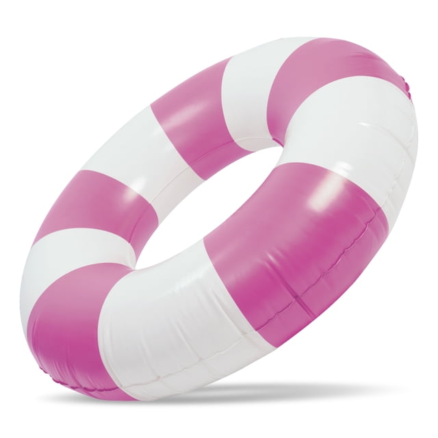 Sun's Out 36" Inflatable Pool Tube – Light Pink Cabana Print for Ages ...