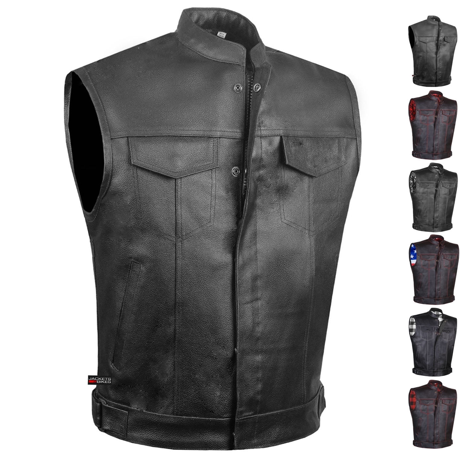 SOA Men's Leather Motorcycle Vest With Armor Biker Club Vest - Walmart.com