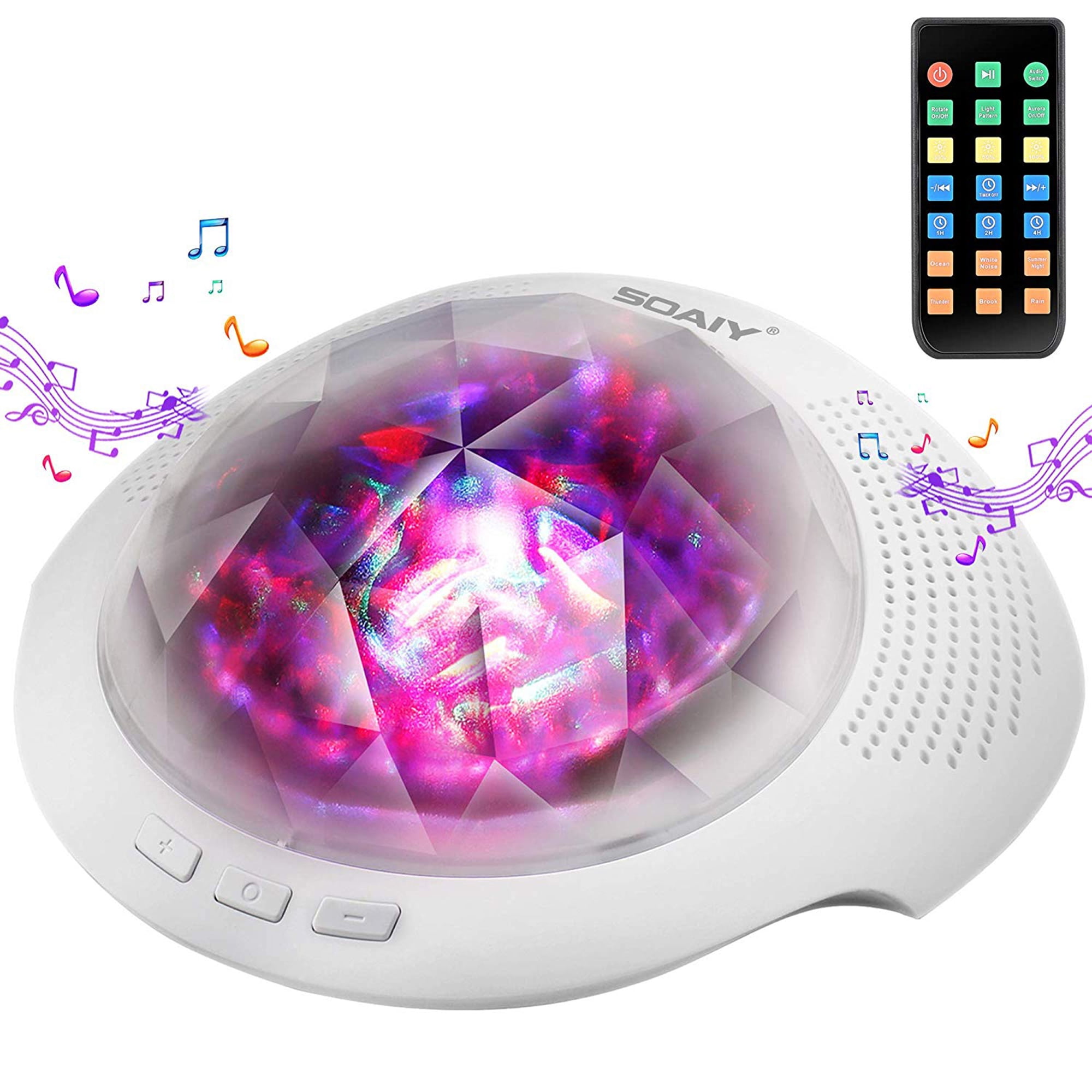 SOAIY Aurora Night Light, LED Nightlight Projector Sound Machine, 7 ...