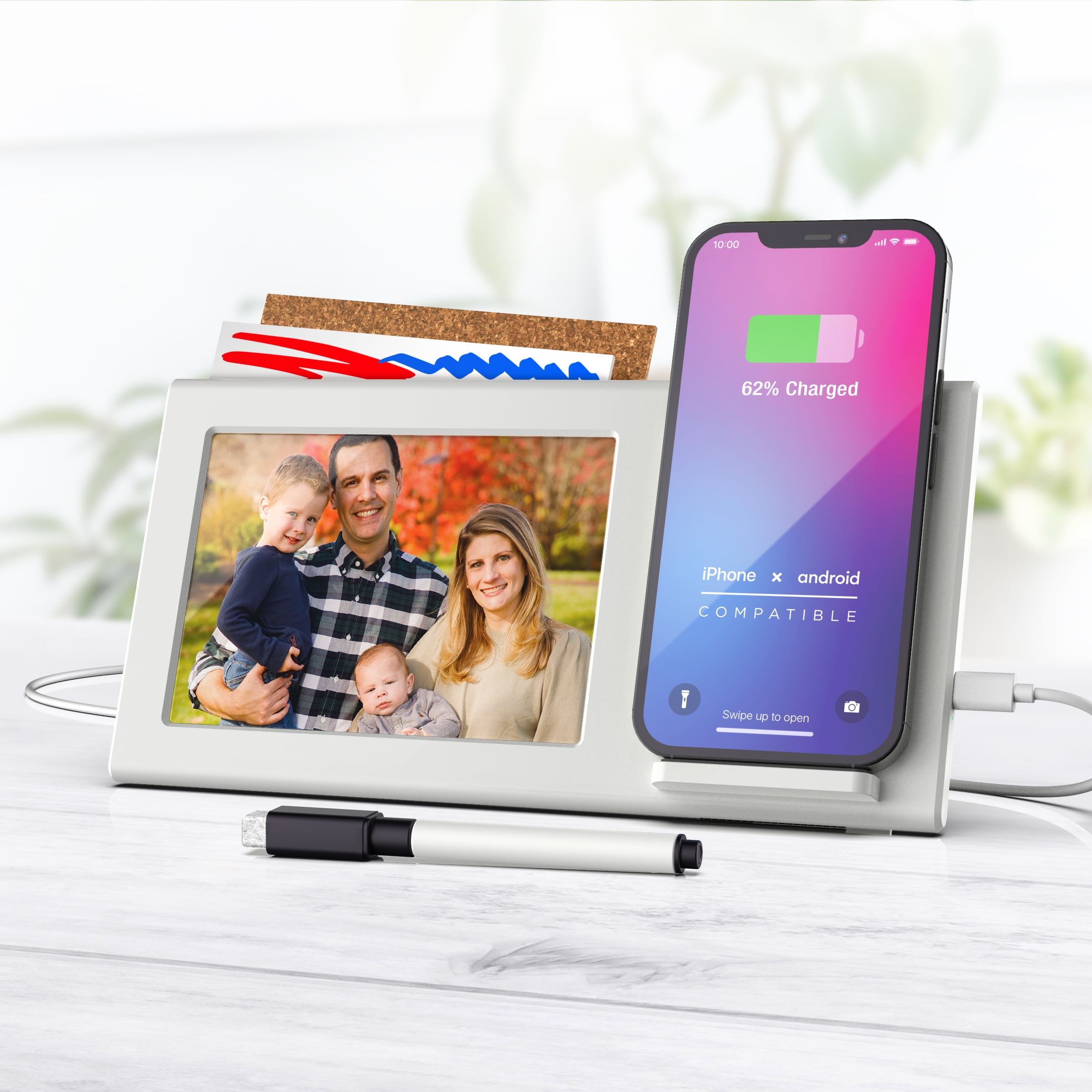 SOAR 3 in-1 Interchangeable, 10W Wireless Charging Digital Photo Frame ...