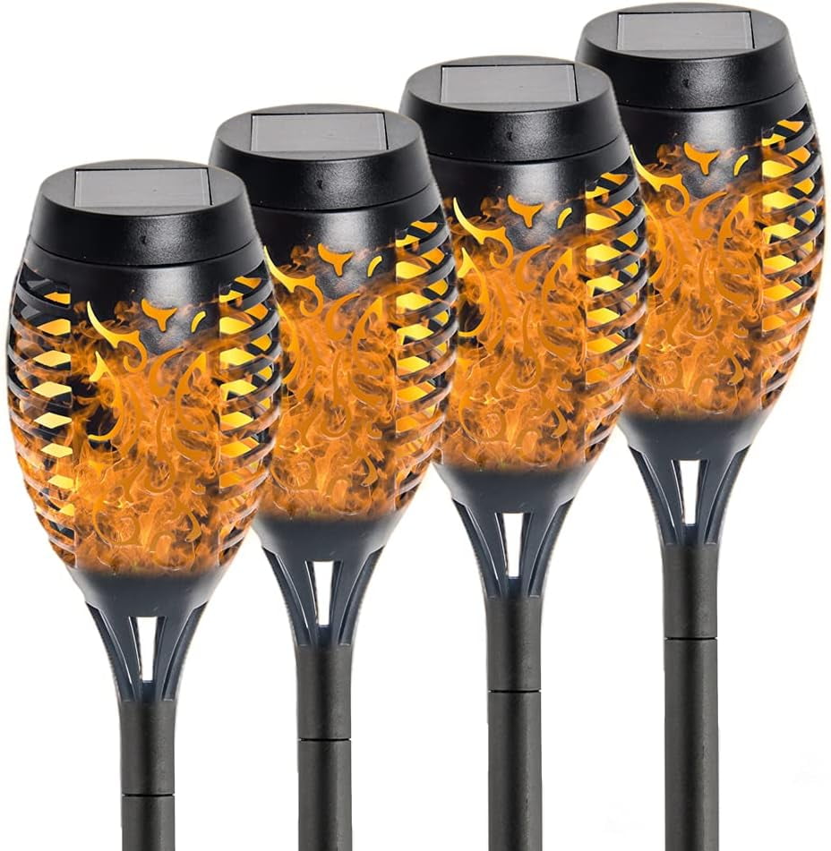 SOATUTO 4 Pack Solar Lights Outdoor, Solar Torch Light with Flickering ...