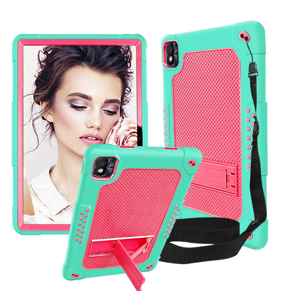 Soatuto 10.1" Hybrid Protective Tablet Case with Shoulder Strap, Green ...